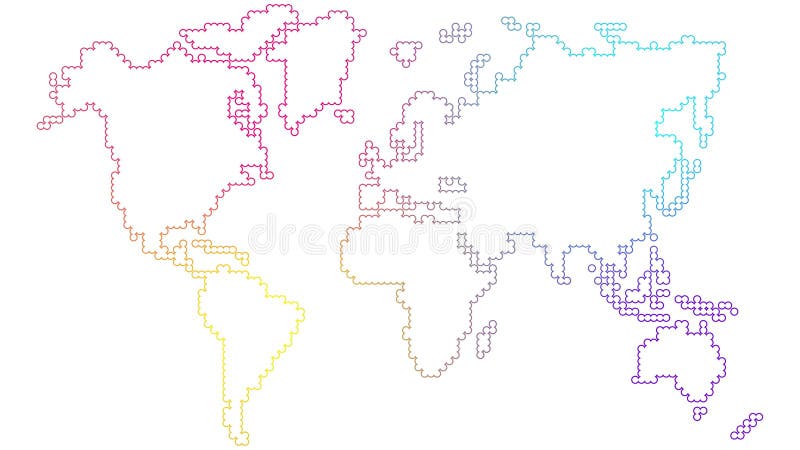 Animated Colorful World Map from Point Pattern. Linear Multicolor ...