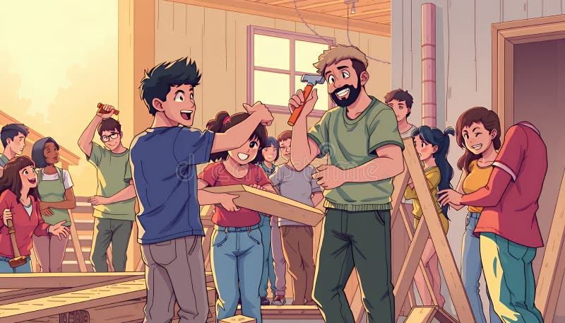 Animated Community Building Project with Teamwork Utilizing Wood and ...