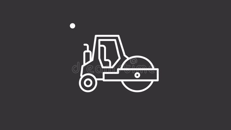 Animated Compactor White Line Icon Stock Footage - Video of pavement ...