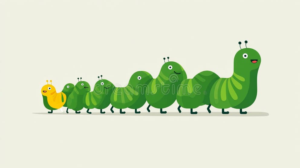 Animated Conga Line Caterpillar a Flat Design Vector Illustration for ...
