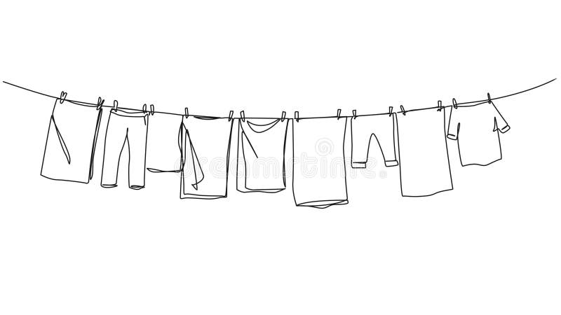 Animated Single Line Drawing of Laundry on Clothesline Stock Video ...