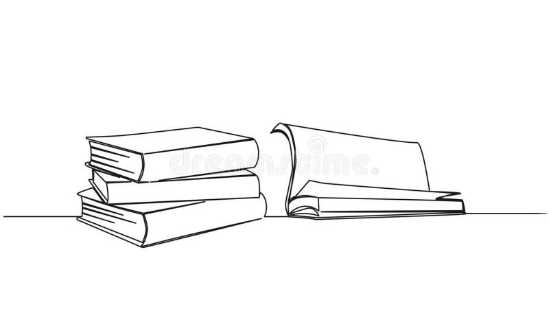 Animated Continuous Single Line Drawing of Open Book Next To Stack of ...