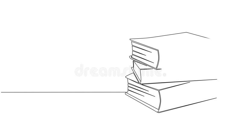 Stack of Books, One Line Art Animation, Hand Drawn Pile of Notebooks ...