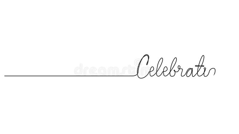 Animated Continuous Single Line Drawing of Word CELEBRATION Stock ...