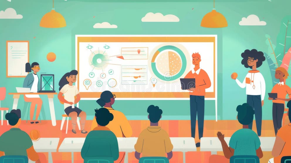 An Animated Corporate Workshop with a Diverse Group of Employees ...