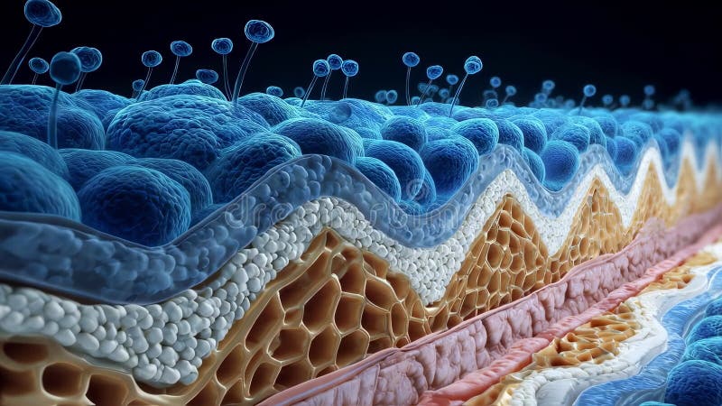 Animated Crosssection of Epidermis Layer Featuring Hyperactive Sweat ...