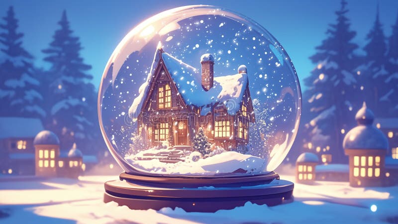 An Animated Crystal Snow Globe Featuring a Snowy Christmas Tree Stock Video - Video of festive ...