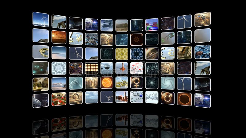 Animated Curved Video Wall with Icons and Green Screen. Loop-able. 3D ...