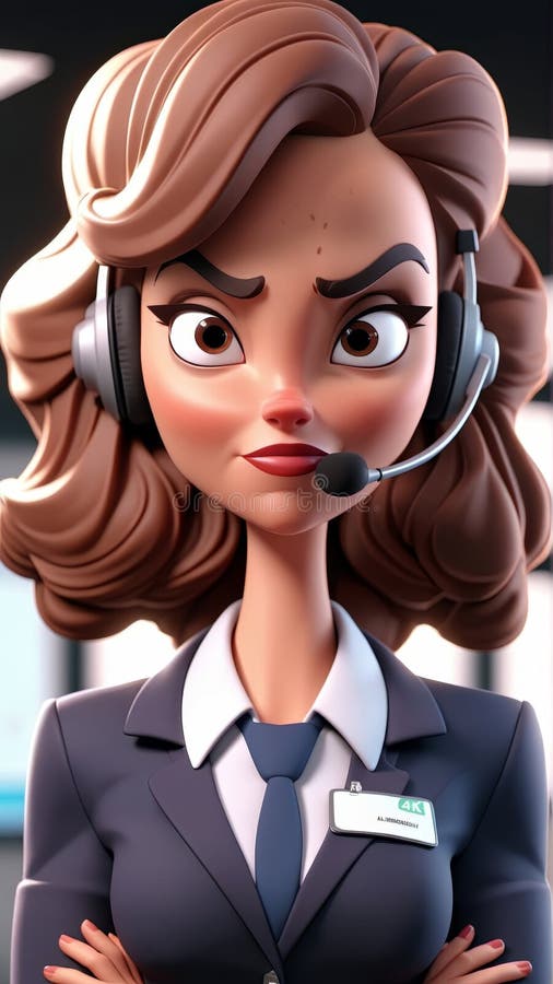 Animated Customer Support Representative with Headset in Office ...