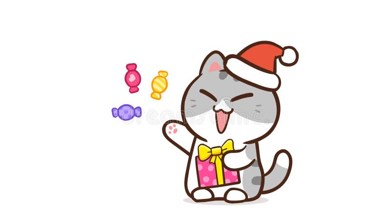 Animated Cute Cat Giving Candy - White Background Stock Footage - Video ...