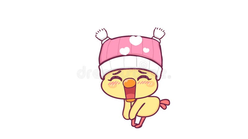 Animated Cute Chicken Blushing and Wiggling - White Background Stock ...