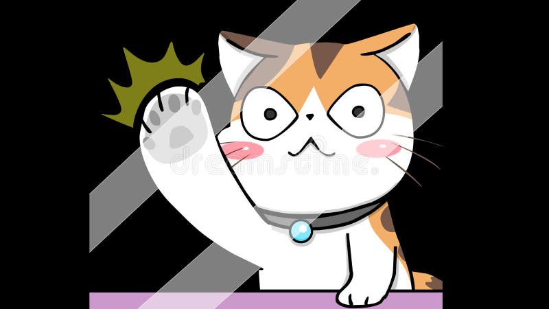 Animated Cute Kitten Knocking on Glass -Transparent Background Stock ...