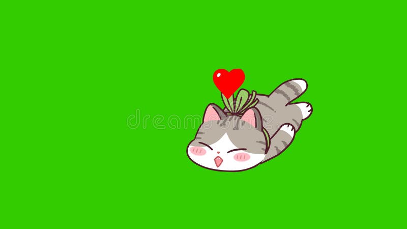 Animated Cute Little Cat Backflip with Smile - Green Screen Stock ...