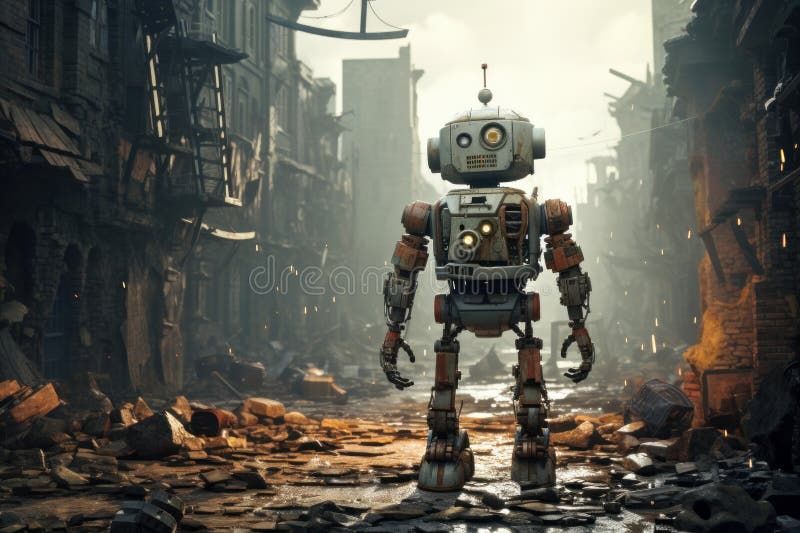 Animated Cute Robot Walking. Generate Ai Stock Illustration ...