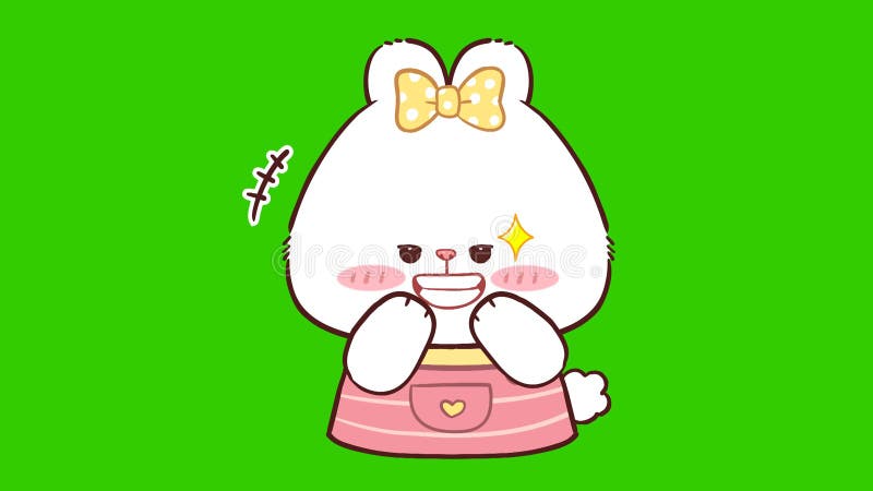 Animated Cute White Bear Laughing Hehe - Green Screen Stock Video ...