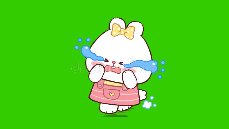 Animated Cute White Bear Running and Crying - Green Screen Stock ...