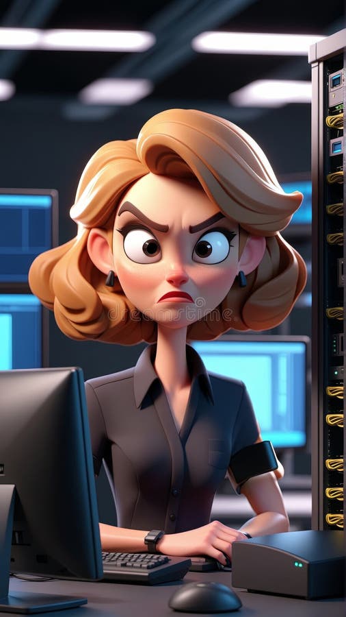 Animated Cybersecurity Expert at Work in a Modern Data Center Stock ...