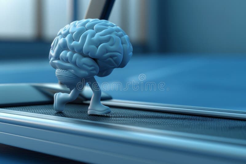 Animated 3d Brain Character on Treadmill, Symbolizing Cognitive ...