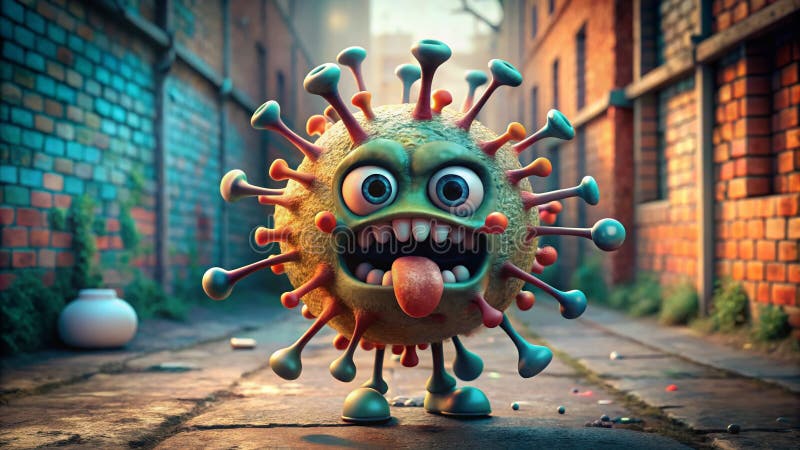 Animated 3D Cartoon Virus Character a Visual Representation of Disease ...