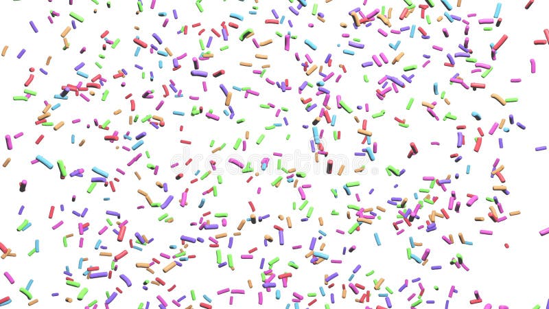 Animated 3D Coloured Sprinkles Hundreds and Thousands Falling White ...