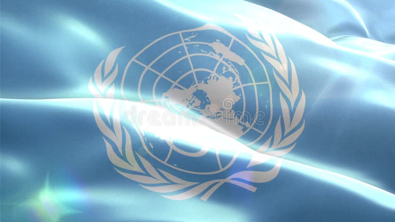 Flag of United Nations Flag with Realistic Fabric Texture Waving in the ...