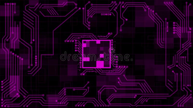 Pink Computer Chip with Connections and Signals. AI Computer Processor ...