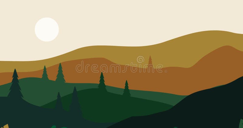 Animated Dark Green Gradient Nature Background of Mountains and Trees ...