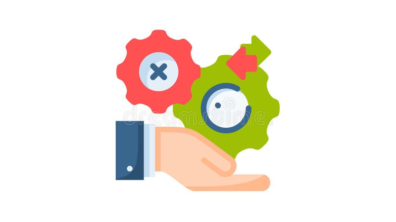 Animated Decision with Hand Holding Gearwheel and Arrow Symbolize Stock ...