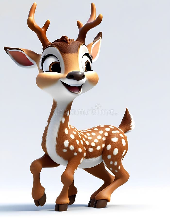 Cheerful Cartoon Deer Character - Generative AI Stock Illustration ...