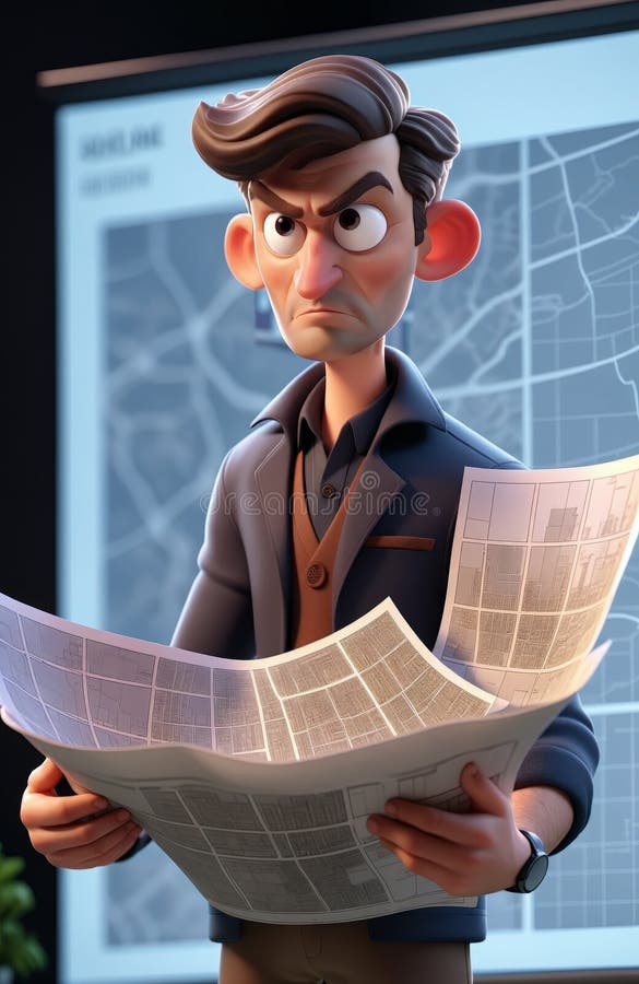 Animated Detective Analyzing Crime Maps and Clues Stock Image - Image ...