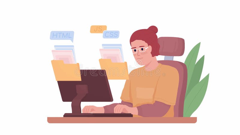 Animated Developer Career Character Stock Footage - Video of coding ...