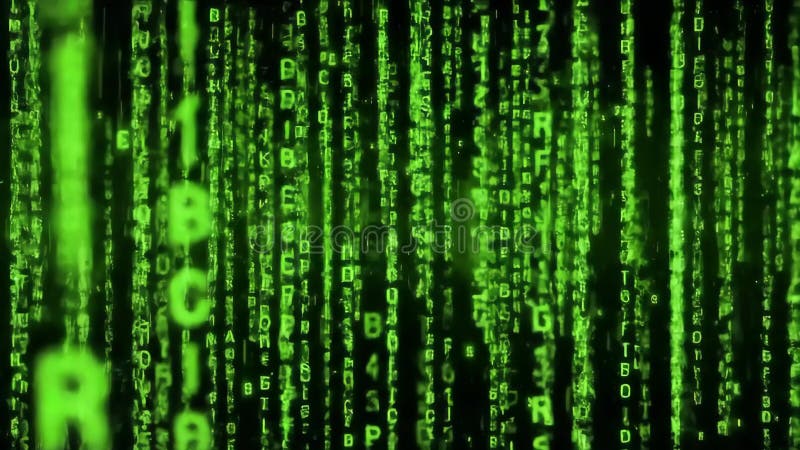 Animated Digital Rain Effect with Falling Green Letters and Numbers for ...