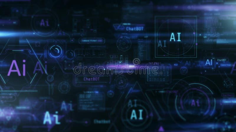 Digital Space of Artificial Intelligence with Data. Stock Footage ...