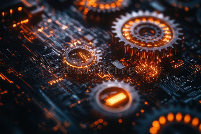 Business-technology Fusion, an Animated Display Showing Connected Gears ...
