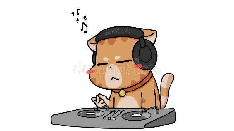Animated DJ Cat Grooving - White Background Stock Footage - Video of ...