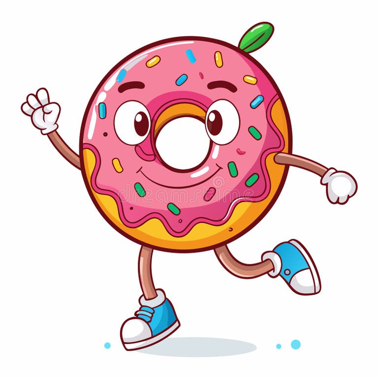 Happy Donut Character Running Stock Illustrations – 50 Happy Donut ...