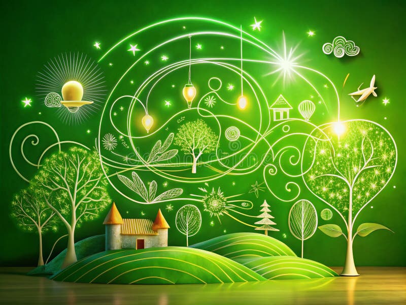 Animated Doodle Elements in Double Exposure Style Green Screen Graphics ...