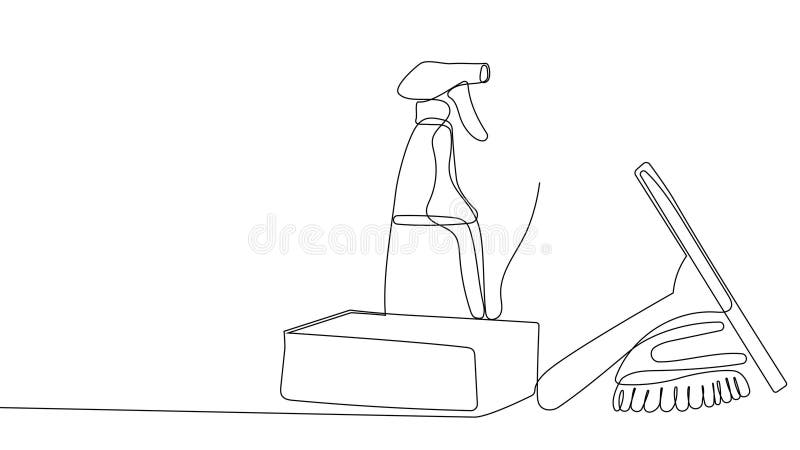Animated Drawing of Continuous Line Draw of Set Bottles of Cleaning ...