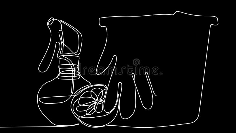 Animated Drawing of Continuous Line Draw of Set Bottles of Cleaning ...