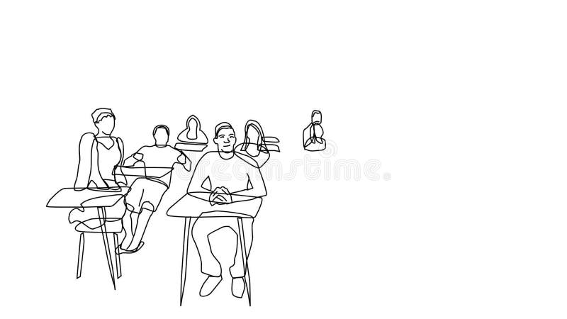 Animated Drawing of Students Sitting in Class from Teachers Perspective ...
