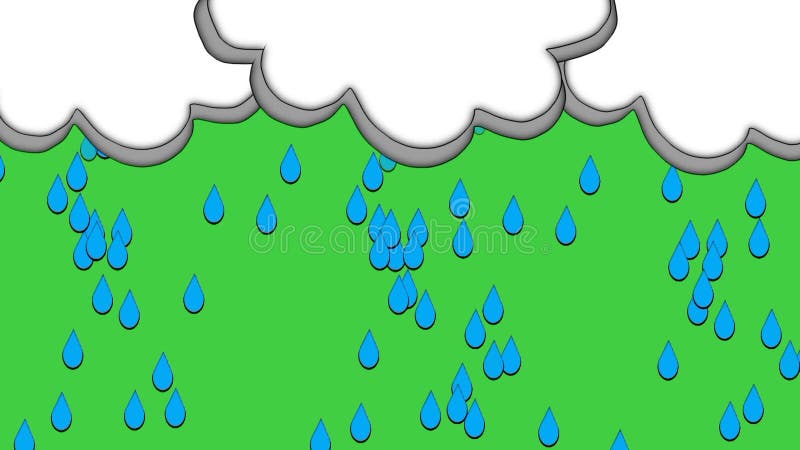 Animated Drops of Rain from Cloud on Green Background Stock Video ...