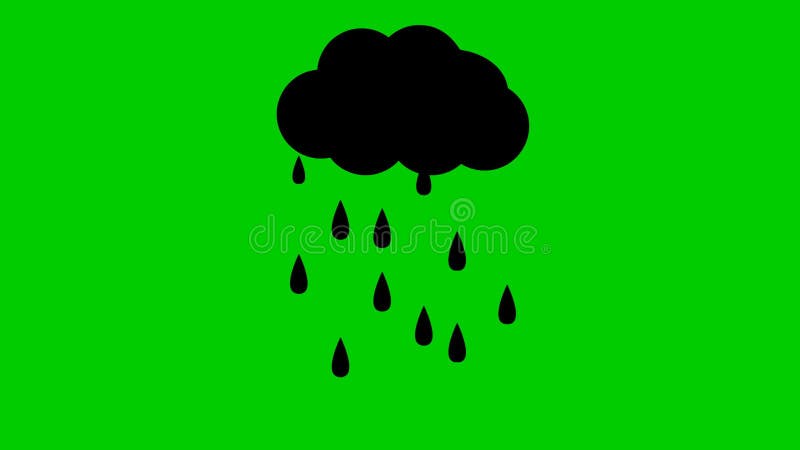 Animated Drops of Rain from Cloud on Green Background Stock Video ...