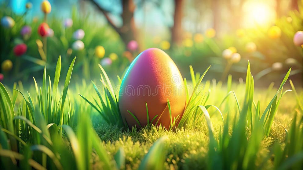 Animated Easter Egg Hunt a 2D Grassy Scene Masterfully Composing for ...