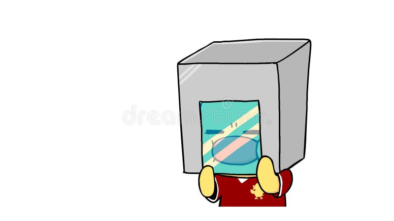 Animated Embarrassed Duck with Bucket on Head - White Background Stock ...