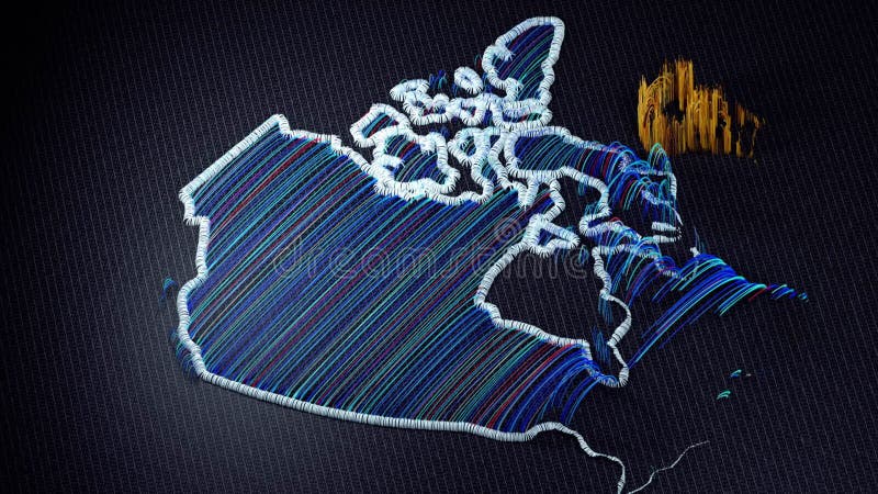 Animated Embroidered Map of Canada Revealed in Motion Stock Video ...
