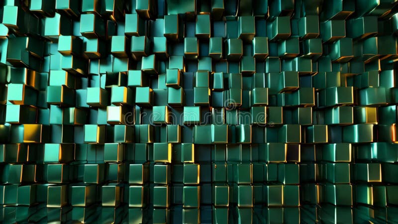 Animated Emerald Gold Vertical 3D Background in Motion Cubes Rise Up ...