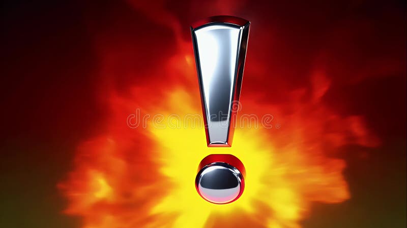 Animated Exclamation Mark with a Metallic Finish that Simulates an ...