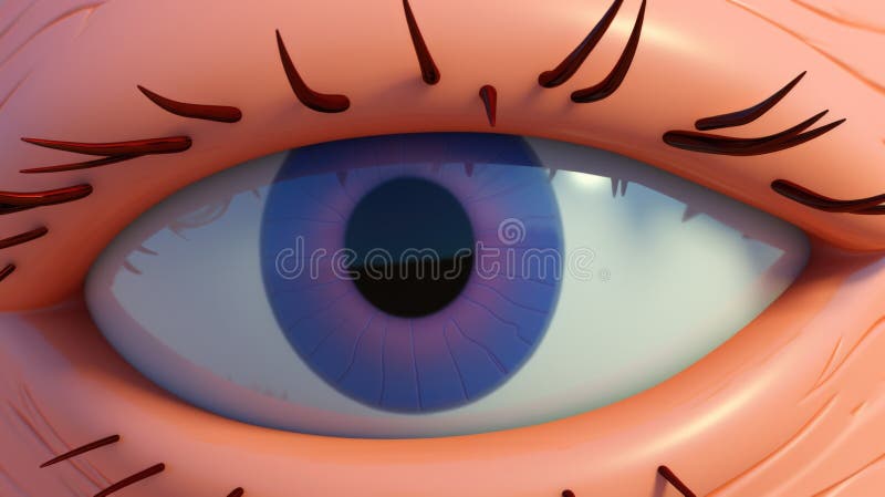 An Animated Eye with a Big Blue Eye. AI Stock Illustration ...
