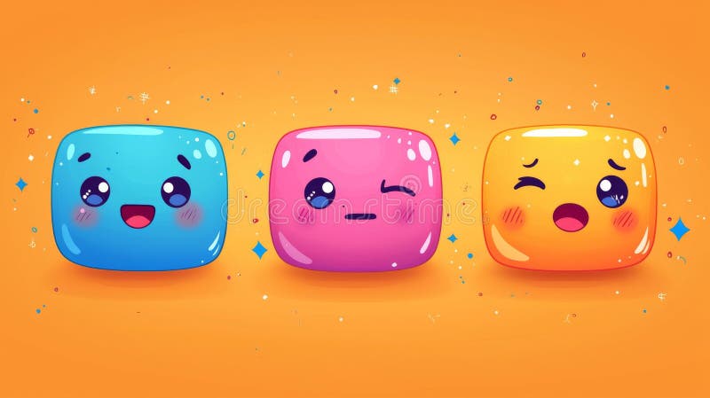 Animated Faces with Colorful Expressions of Emotion Stock Illustration ...