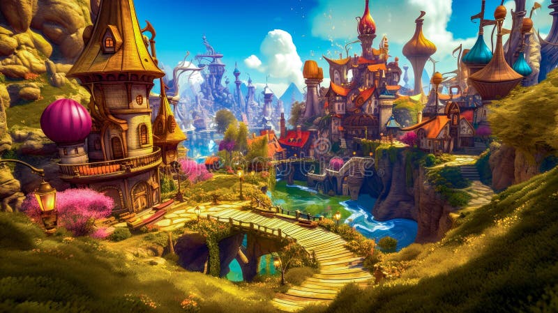 An Animated Fantasy Village in the Middle of Forest. Generative AI ...